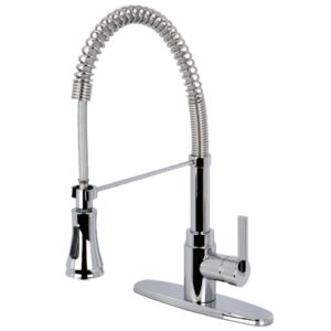 kingston brass gsy8871ctl gourmetier continental 8-inch centerset single handle kitchen faucet with pull-down sprayer, polished chrome