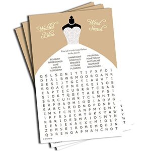 All Ewired Up Wedding Word Find/Search Game - Bridal Shower - Champagne Silver Wedding Dress (50-Sheets)