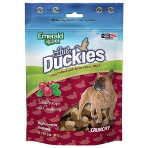 emerald pet little duckies crunchy natural roasted duck dog treats, made in usa