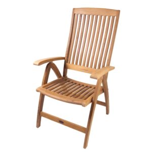 seateak weatherly teak folding chair - 6-position foldable chair - weatherproof, portable teak armchair for boat deck, patio, camping, outdoors