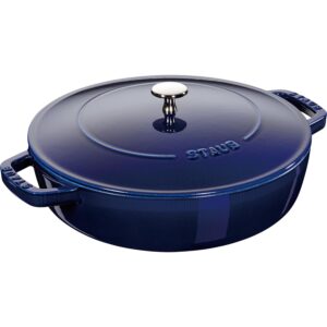 staub braiser 40511-477 braiser saute pan, 9.4 inches (24 cm), double handed, cast iron, enameled pot, shallow type, sukiyaki, induction compatible, japanese product