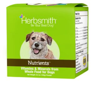 herbsmith nutrients superfood dog multivitamin featuring vitamins & minerals from whole foods boost kibble or diy raw with antioxidants for puppies to seniors - 6.5 oz