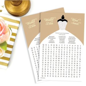 All Ewired Up Wedding Word Find/Search Game - Bridal Shower - Champagne Silver Wedding Dress (50-Sheets)