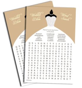 all ewired up wedding word find/search game - bridal shower - champagne silver wedding dress (50-sheets)