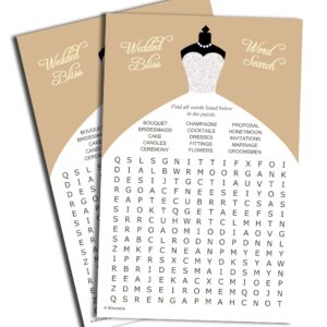 All Ewired Up Wedding Word Find/Search Game - Bridal Shower - Champagne Silver Wedding Dress (50-Sheets)