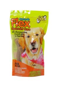 fido flex hip and joint care bones for dogs, made with glucosamine, chondroitin, and cherries - promotes mobility, joint function, and naturally reduces plaque - 8 treats per pack, pack of 1