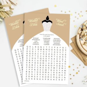 All Ewired Up Wedding Word Find/Search Game - Bridal Shower - Champagne Silver Wedding Dress (50-Sheets)