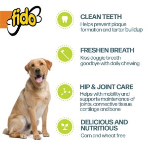 Fido Flex Hip and Joint Care Bones for Dogs, Made with Glucosamine, Chondroitin, and Cherries - Promotes Mobility, Joint Function, and Naturally Reduces Plaque - 8 Treats Per Pack, Pack of 1