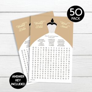 All Ewired Up Wedding Word Find/Search Game - Bridal Shower - Champagne Silver Wedding Dress (50-Sheets)