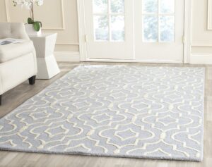 safavieh cambridge collection area rug - 9' x 12', light blue & ivory, handmade moroccan wool, ideal for high traffic areas in living room, bedroom (cam141a)