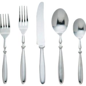 b&f piece nikita bistro 20 pc forged stainless steel flatware set, 3.4 lb, silver