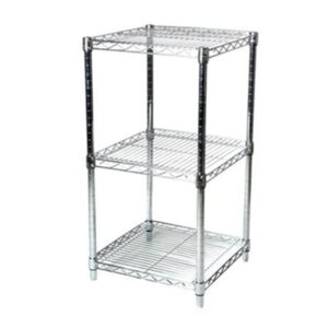 shelving inc. 24" d x 24" w chrome wire shelving with 3 tier shelves, weight capacity 800lbs per shelf