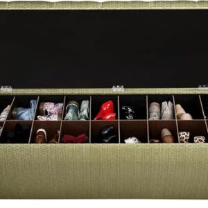 The Sole Secret Diamond Tufted Shoe Ottoman Storage Bench for Bedroom or Entryway, Adjustable Wooden Inserts, Stores up to 36 Pairs, Easy-Open Hinged Lid, Large, Candice Ivy