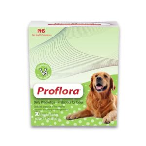 proflora probiotics for dogs-complete gut health & immune support. easy to use digestive multi-strain probiotics. easier diet transitions, healthier skin & coat & helps treat diarrhea. 30 packets.