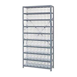 quantum storage systems 1275-201yl store more steel shelving unit with 6" shelf bins, 12" d x 36" w x 75" h, yellow