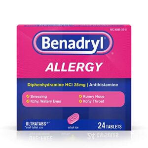 benadryl ultratabs antihistamine allergy relief with diphenhydramine hcl, 24 count