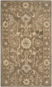 safavieh anatolia collection accent rug - 3' x 5', grey & dark grey, handmade traditional oriental wool, ideal for high traffic areas in entryway, living room, bedroom (an585g)