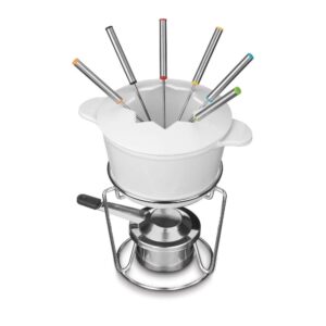 cuisinart 13-piece cast iron fondue set, white, 10"