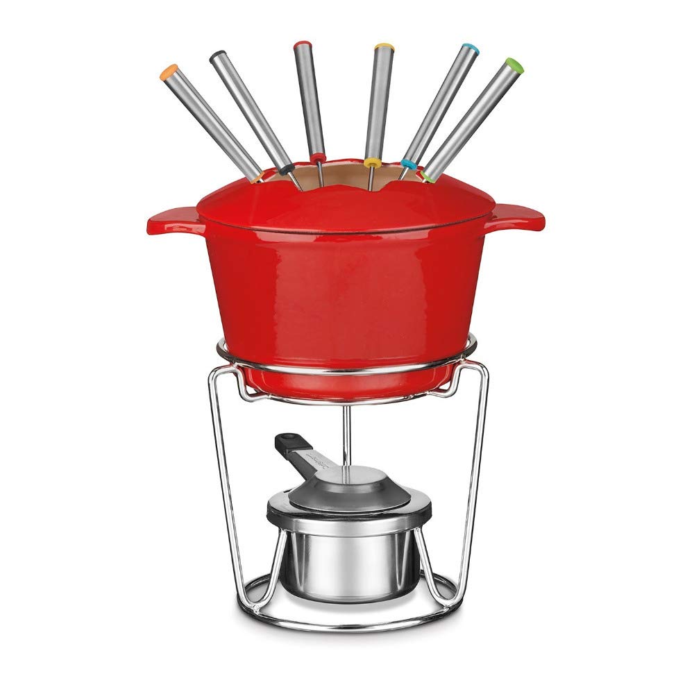 Cuisinart 13-Piece Cast Iron Fondue Set, Red