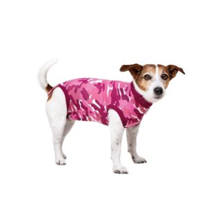 suitical recovery suit for dogs | spay and neutering dog surgery recovery suit for male or female | soft fabric for skin conditions | 2xs | neck to tail 13.0”-16.5” | pink camouflage