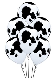 qualatex holstein cow print biodegradable latex balloons 11-inches round (20-units)