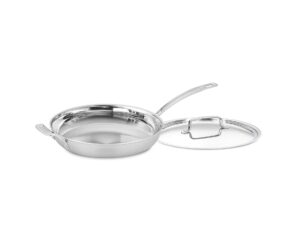 cuisinart mcp22-30hcn multiclad pro triple ply 12-inch handle and cover, non-stick skillet w/helper