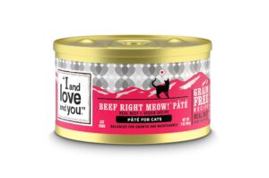 i and love and you wet cat food - beef right meow pâté - beef recipe, grain free, filler free, 3oz pack of 24 cans