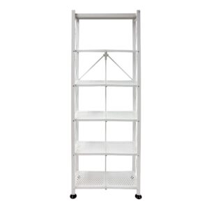 origami 6-tier metal storage shelves with durable steel frame and easy assembly for home, kitchen, and garage shelving, white