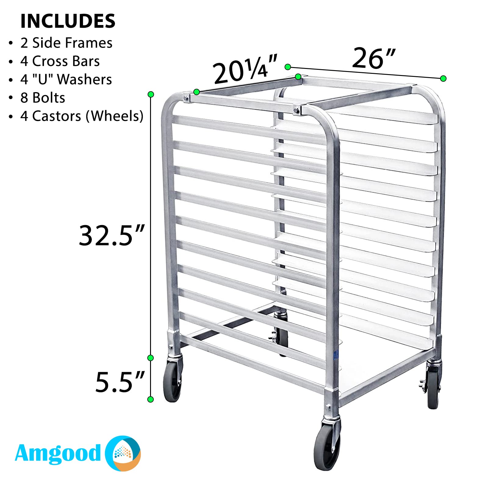 10 Tier Sheet Pan Rack | Commercial Bakery Bun Pan Rack With Wheels