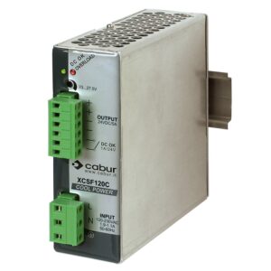 asi xcsf120c din rail mount power supply with pluggable wire connection, 24 vdc, 5 amp, 120w output, 90 to 264 vac input