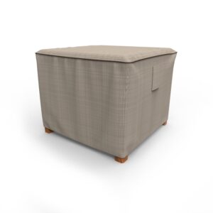 budge p4a05pm1 english garden square patio table/ottoman cover heavy duty and waterproof, small, two-tone tan