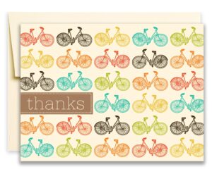 two poodle press 10 bicycle thank you greeting cards - for bikes, cyclists, pelotonia, charity bike rides nancy stationery with cream envelopes, birthday present for bicycle lovers