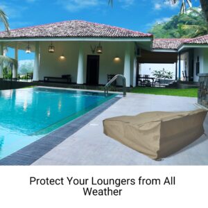 Formosa Covers | Chaise Cover for 4-8 Stacked Loungers, Premium Tight Weave, Anti UV, Superior Water Resistance, Adjustable Peel and Secure Fasteners - Taupe