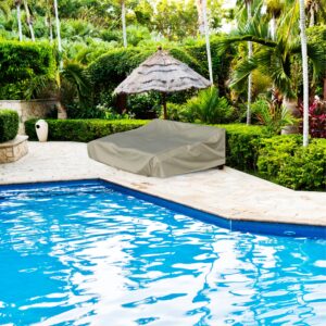 Formosa Covers | Chaise Cover for 4-8 Stacked Loungers, Premium Tight Weave, Anti UV, Superior Water Resistance, Adjustable Peel and Secure Fasteners - Taupe