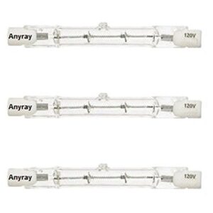 anyray a1826y (3)-pack 100w halogen light bulb 110v 120v 130v t3 j type r7s 100 watt double ended 78mm or 3-1/8 inch long