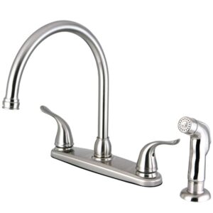 kingston brass fb2798ylsp yosemite 8 inch centerset kitchen faucet, 8-3/4 inch in spout reach, brushed nickel