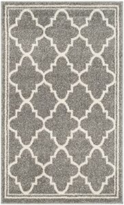 safavieh amherst collection accent rug - 2'6" x 4', dark grey & beige, moroccan trellis design, non-shedding & easy care, ideal for high traffic areas in entryway, living room, bedroom (amt422r)