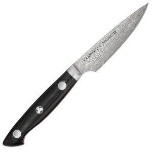 zwilling 34890-101 bob kramer euro stainless steel paring knife, 3.9 inches (100 mm), made in japan, damascus petty fruit, multi-layered steel, made in seki, gifu prefecture