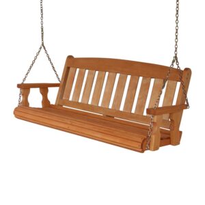 amish casual heavy duty 800 lb mission 5ft. treated porch swing - cedar stain