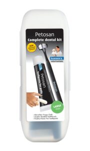 petosan complete dental kit for dogs with toothbrush, toothpaste and microfiber cleaner, for large dogs, 35+ lbs