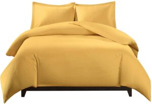 royal tradition silky soft viscose from bamboo full/queen 3pc duvet cover set, gold, cool and breathable comforter covers