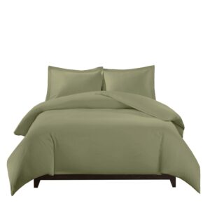 royal tradition silky soft viscose from bamboo full/queen 3pc duvet cover set, sage, cool and breathable comforter covers