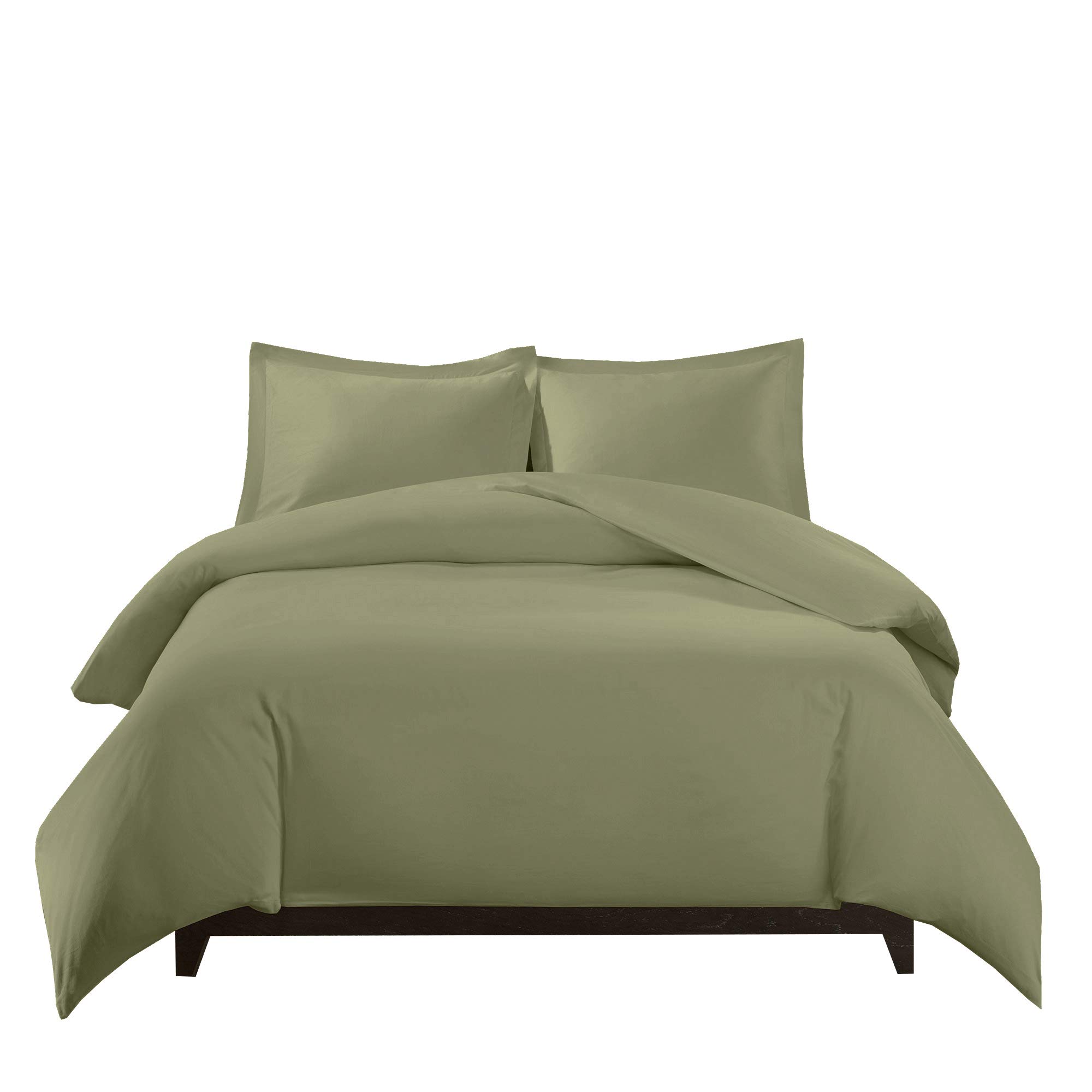 Royal Tradition Silky Soft Viscose from Bamboo Full/Queen 3PC Duvet Cover Set, Sage, Cool and Breathable Comforter Covers