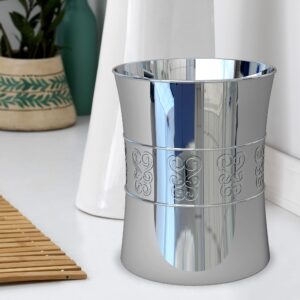 nu steel MG8H Stainless Steel Trash Can Wastebasket, Garbage Container Bin for Bathrooms, Powder Rooms, Kitchens, Home Offices Etched/shiny steel