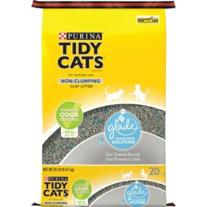 purina tidy cats non clumping cat litter, glade clear springs multi cat litter - 20 lb. bag