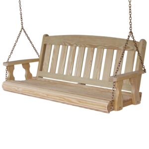 amish casual heavy duty 800 lb mission treated porch swing with hanging chains (5 foot, unfinished)