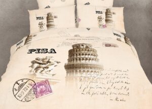 dolce mela dm494q 6-piece novelty bedding duvet cover set, queen, pisa, off-white