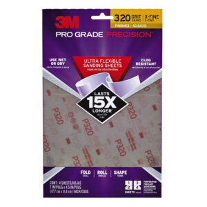 7 in. x 4.5 in. 320 grit extra fine ultra flexible sanding sheets (4 sheets-pack)