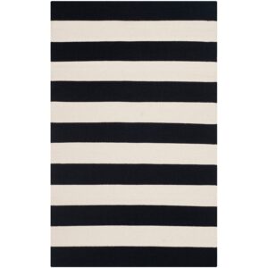 safavieh montauk collection accent rug - 2'6" x 4', black & ivory, handmade flat weave boho farmhouse cotton stripe, ideal for high traffic areas in entryway, living room, bedroom (mtk712d)