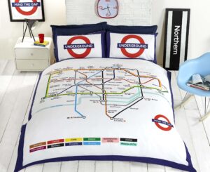 homespace direct london undgerground tube duvet cover & pillowcase bedding set double